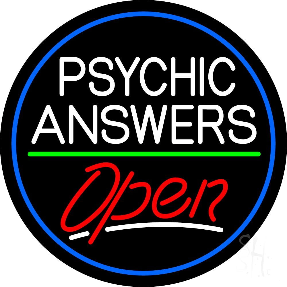 Psychic Answers Open LED Neon Sign 26" Tall x 26" Wide - inches Black ...