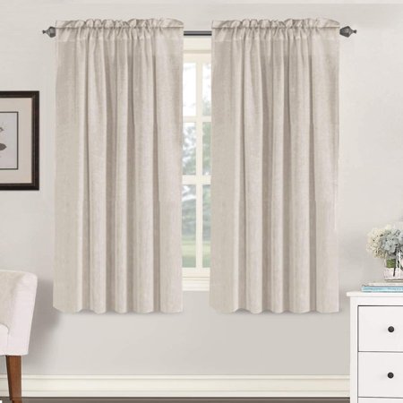 Linen Curtains Light Filtering Privacy Protecting Panels Premium Soft ...