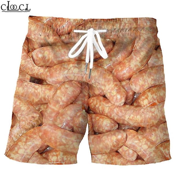 Men Shorts Gourmet Instant Noodles Sausage Pizza 3d Print Sports Shorts ...