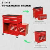 8-Drawer Rolling Tool Chest, 2-IN-1 Tool Chest and Cabinet Stainless Steel, Removable Tool Box ...