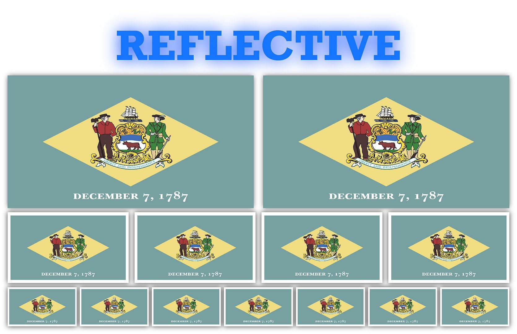 13 Pack Delaware Flags | (x2) 4x2 inch, (x4) 2x1 inch, (x7) 1x.5 inch ...