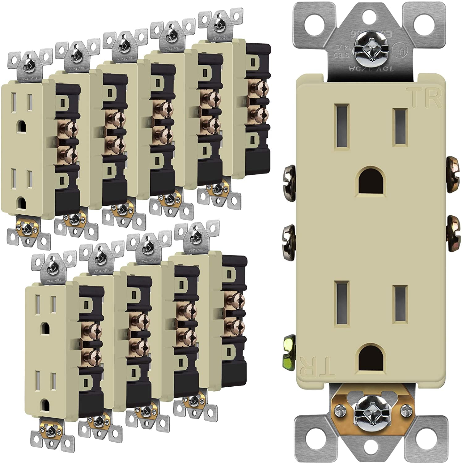 ENERLITES Decorator Receptacle Outlet, Tamper-Resistant, Gloss Finish ...