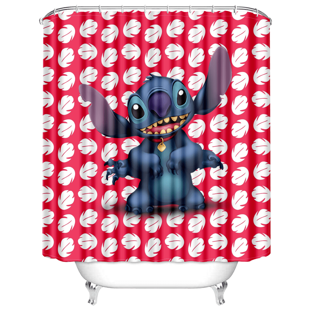 Cartoon Lilo And Stitch Waterproof Fabric Bathroom Shower Curtain Stitch