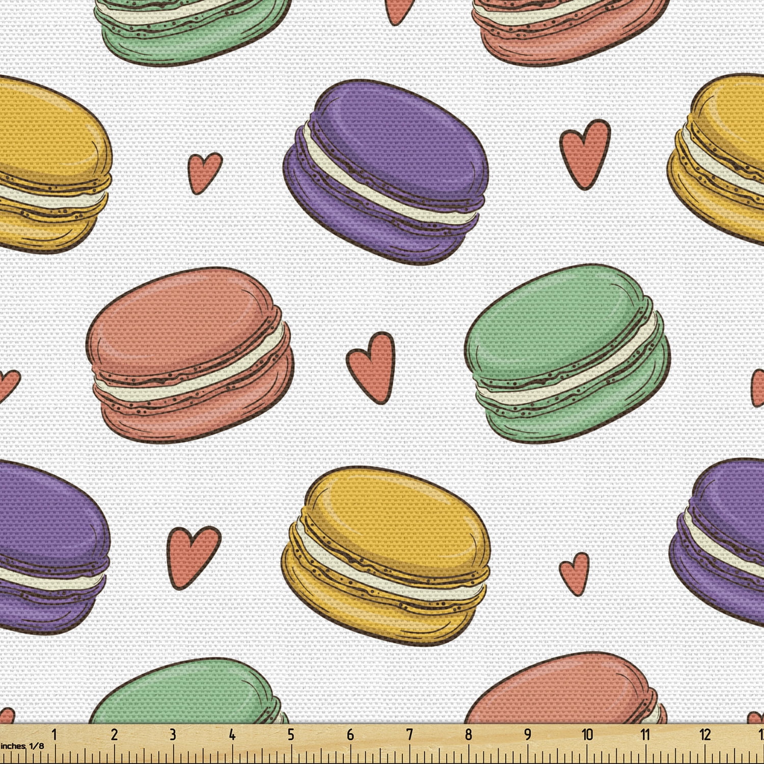 Food Sofa Upholstery Fabric by the Yard, Colorful Macarons Cookies ...