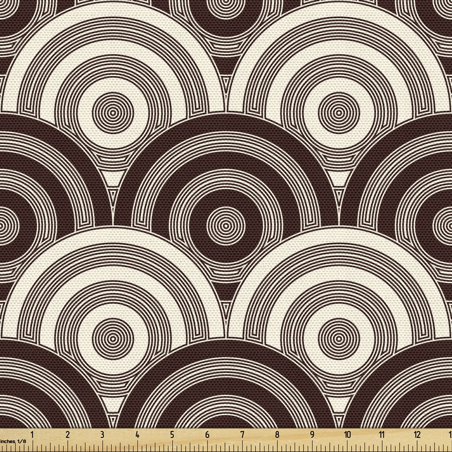 Earth Tones Fabric by the Yard, Spiral Circles Style Traditional ...