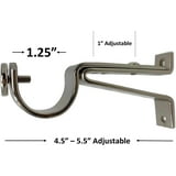 Urbanest Adjustable Rod Bracket, up to 1 1/8" Rod, Brushed Steel, Set ...