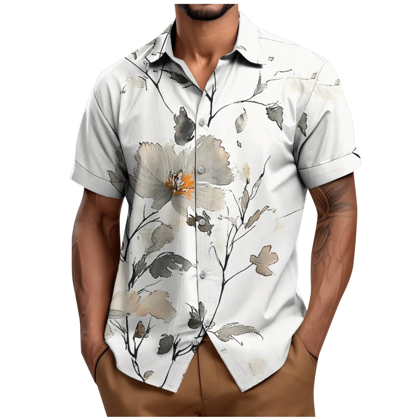 Click here for Yanhoo Mens Short Sleeve Hawaiian Shirt Printed Al... prices