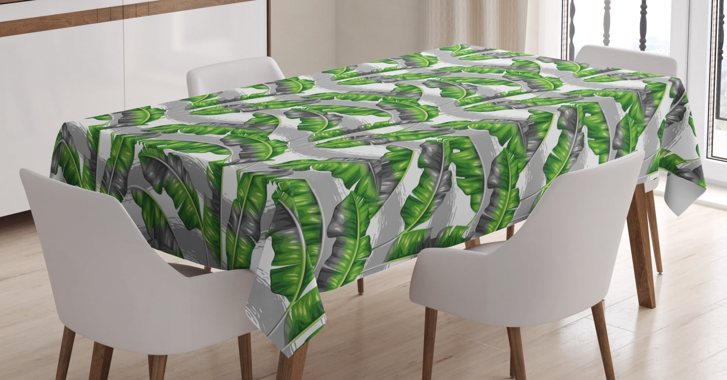 Ambesonne Boho Tablecloth Rectangular Table Cover, Banana Leaves Design ...