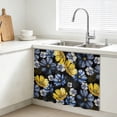 Blue Floral Small Cabinet Curtains 10"W x 11"L, Vintage Yellow Garden ...