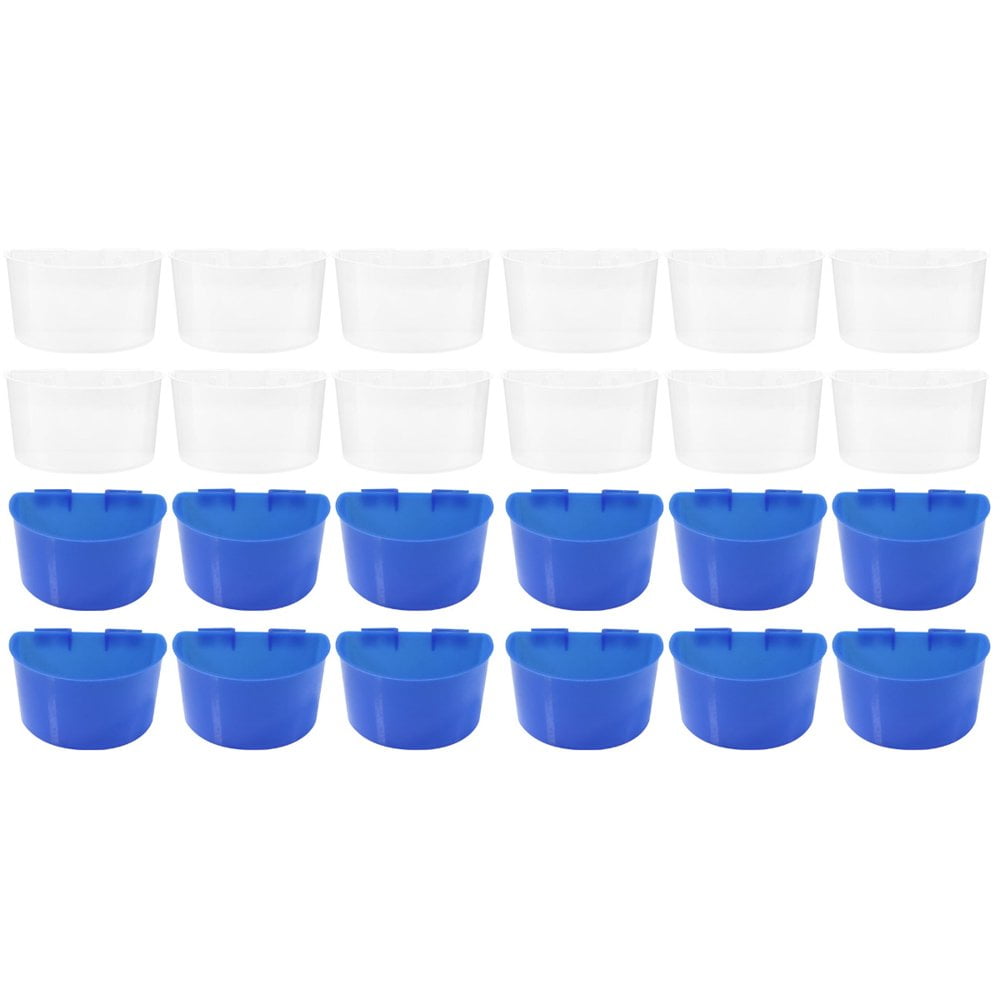 24 pcs Bird Feeder Food Box Water Cup Hanging Trough Bird Supply Sand ...