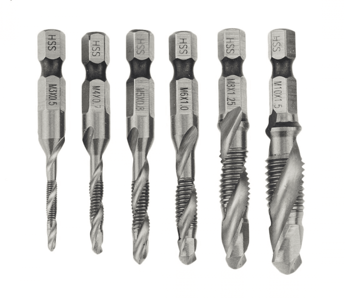 2pc Thread M3 M4 M5 M6 M8 M10 Screw Tap Drill Bits Hss Taps Countersink ...