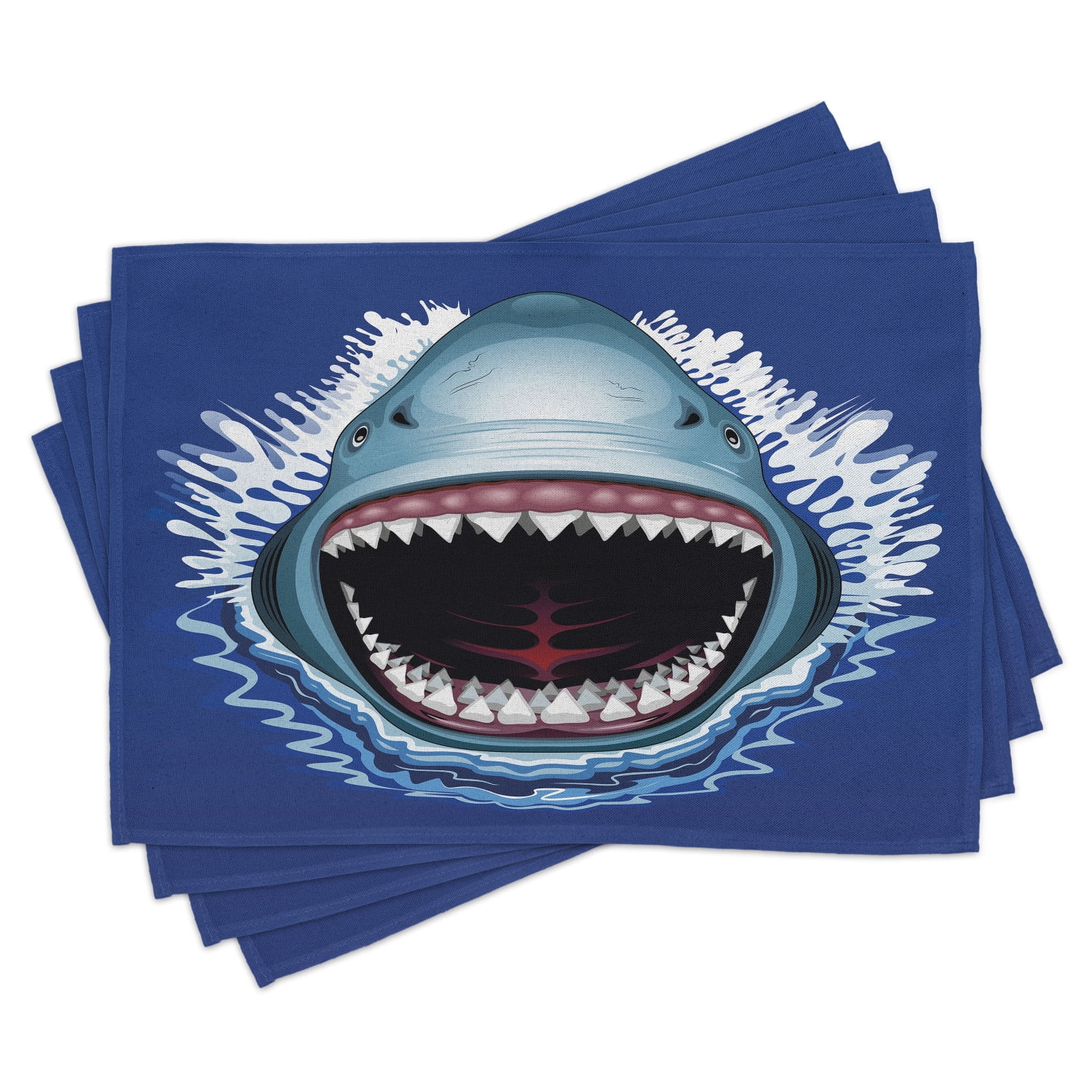 Ambesonne Shark Place Mats Set of 4, Attack Open Mouth Bite, Standard ...