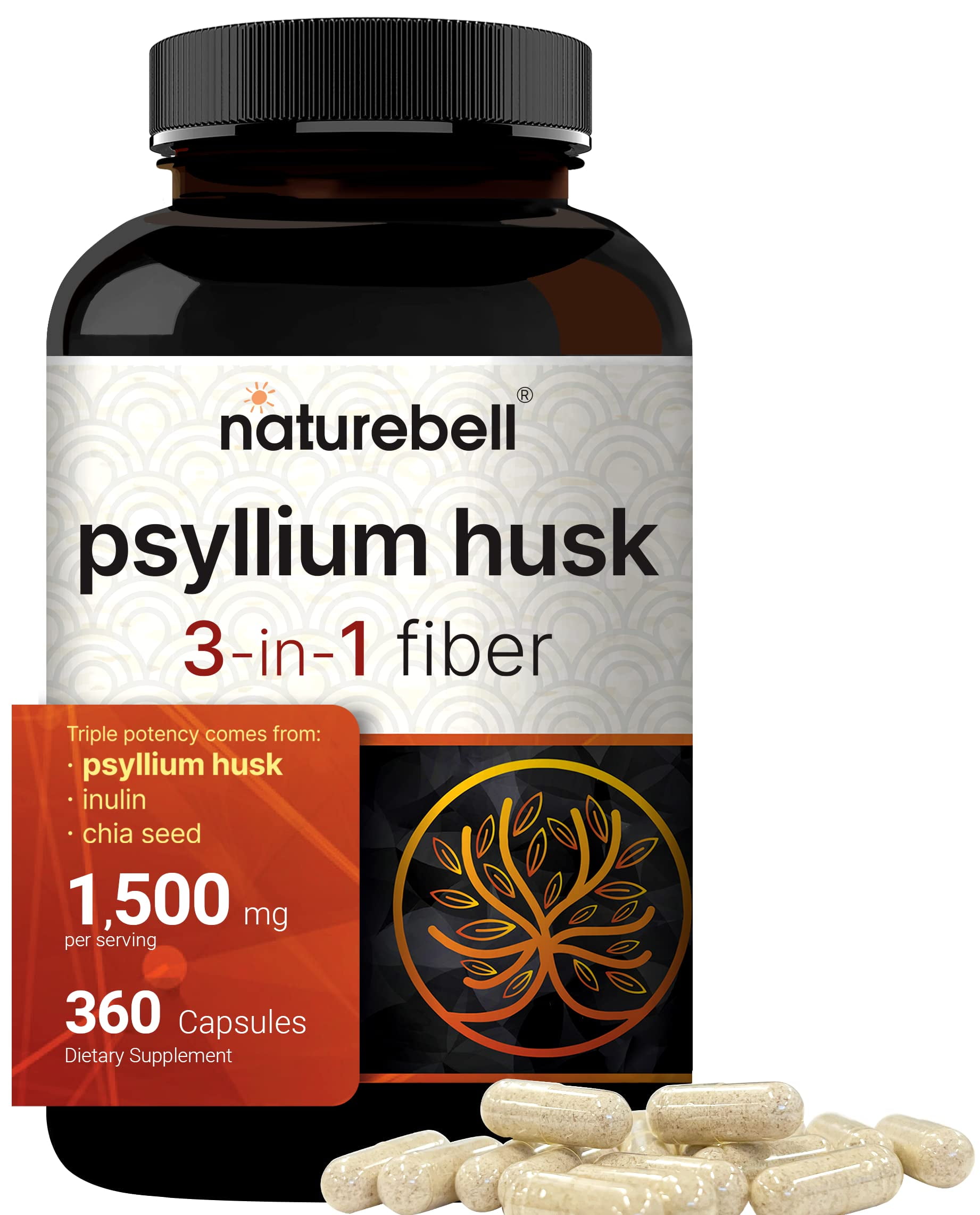 Suplemento NatureBell Cápsulas de cáscara de psyllium 1500 mg 360 unidades | Bodega Aurrera en línea