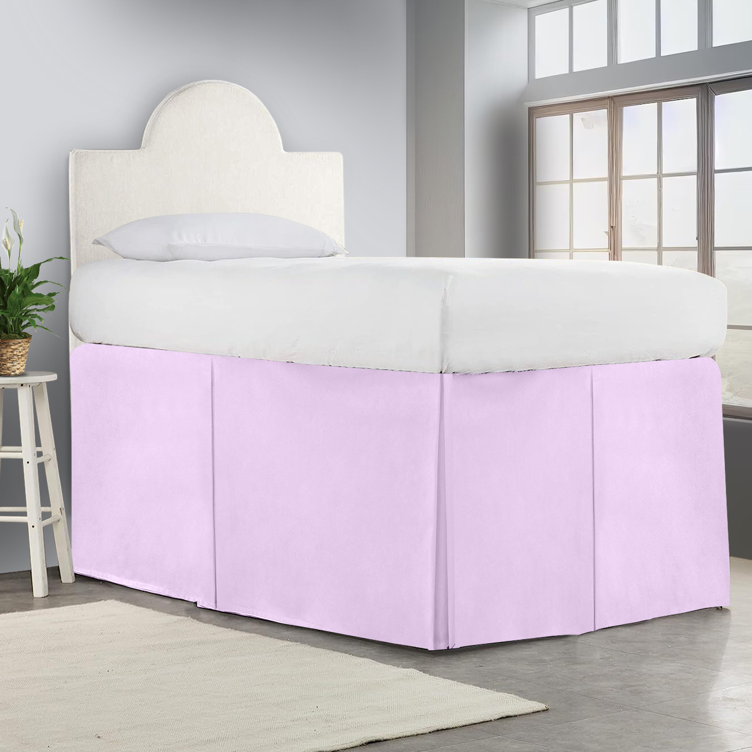 40 Inch Drop Full XL Size Dorm Bed Lavender Solid Bed Skirt Lightweight ...