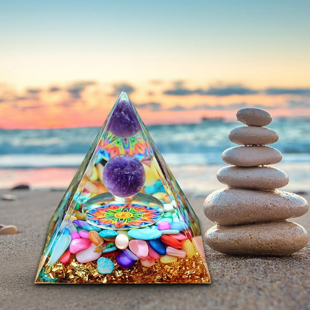 Peggybuy 5cm Crystal Gem Pyramid Desktop Decor Resin Epoxy Chakra ...
