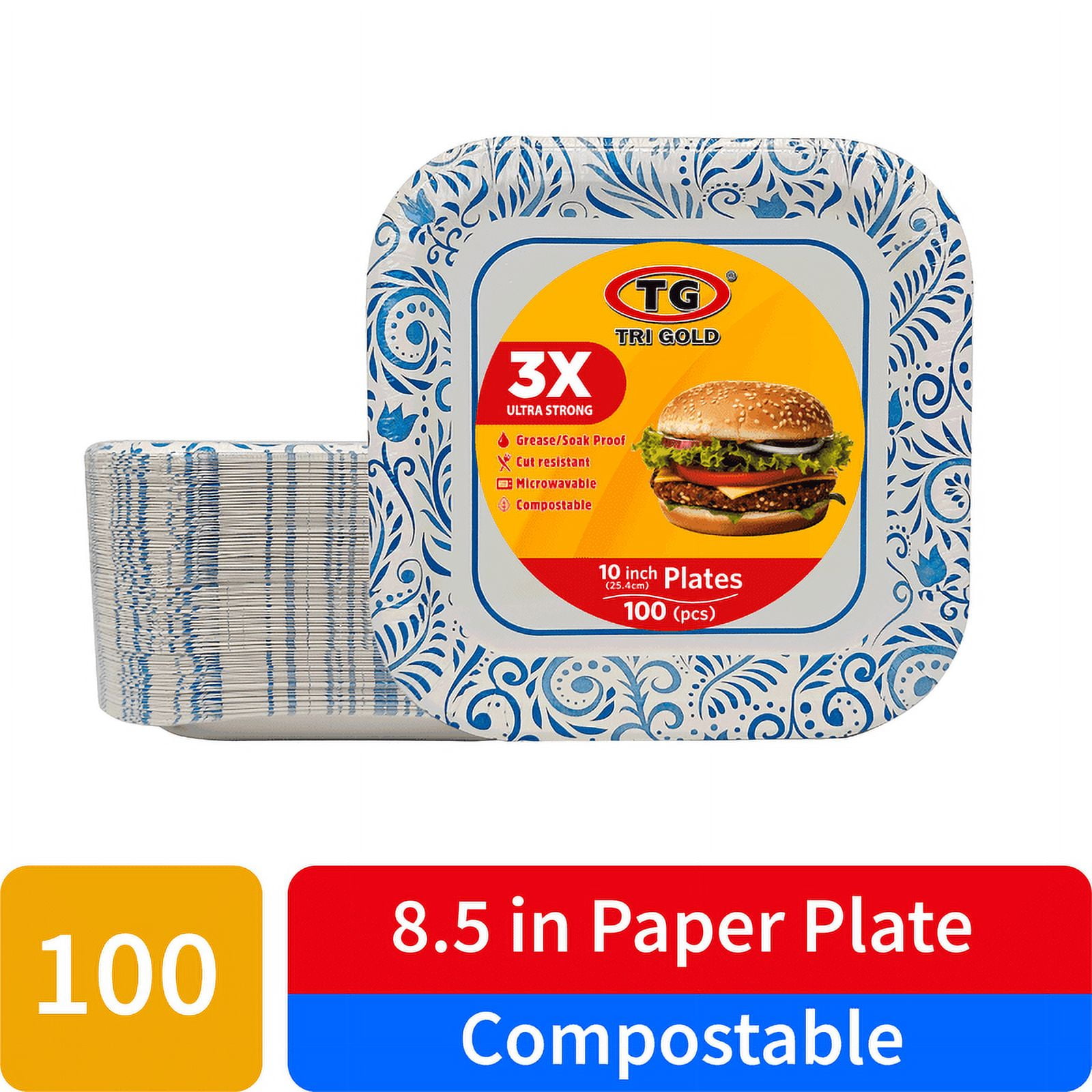 Click here for Tg Trigold Compostable Square Disposable Paper Pla... prices