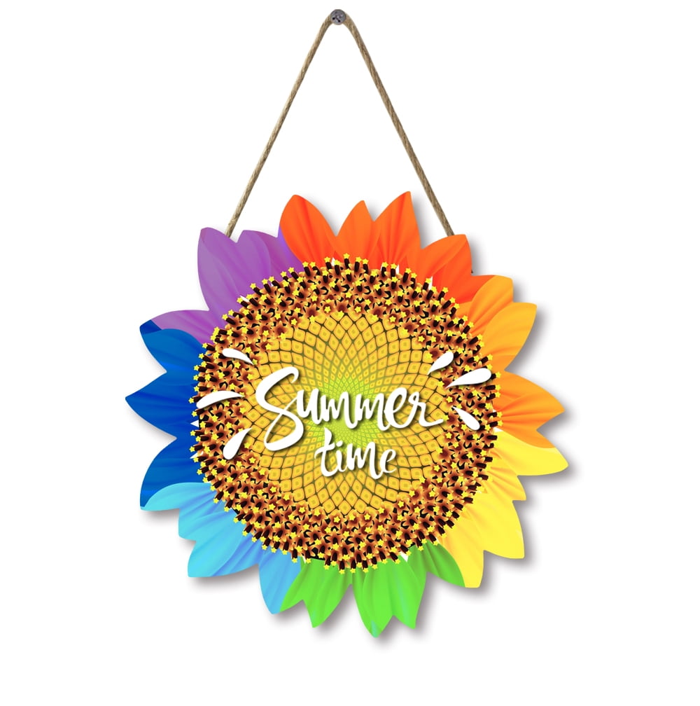 Sunflower Summer Time Wood Door Hanger 12 Inch Large Wooden Flower Sign ...