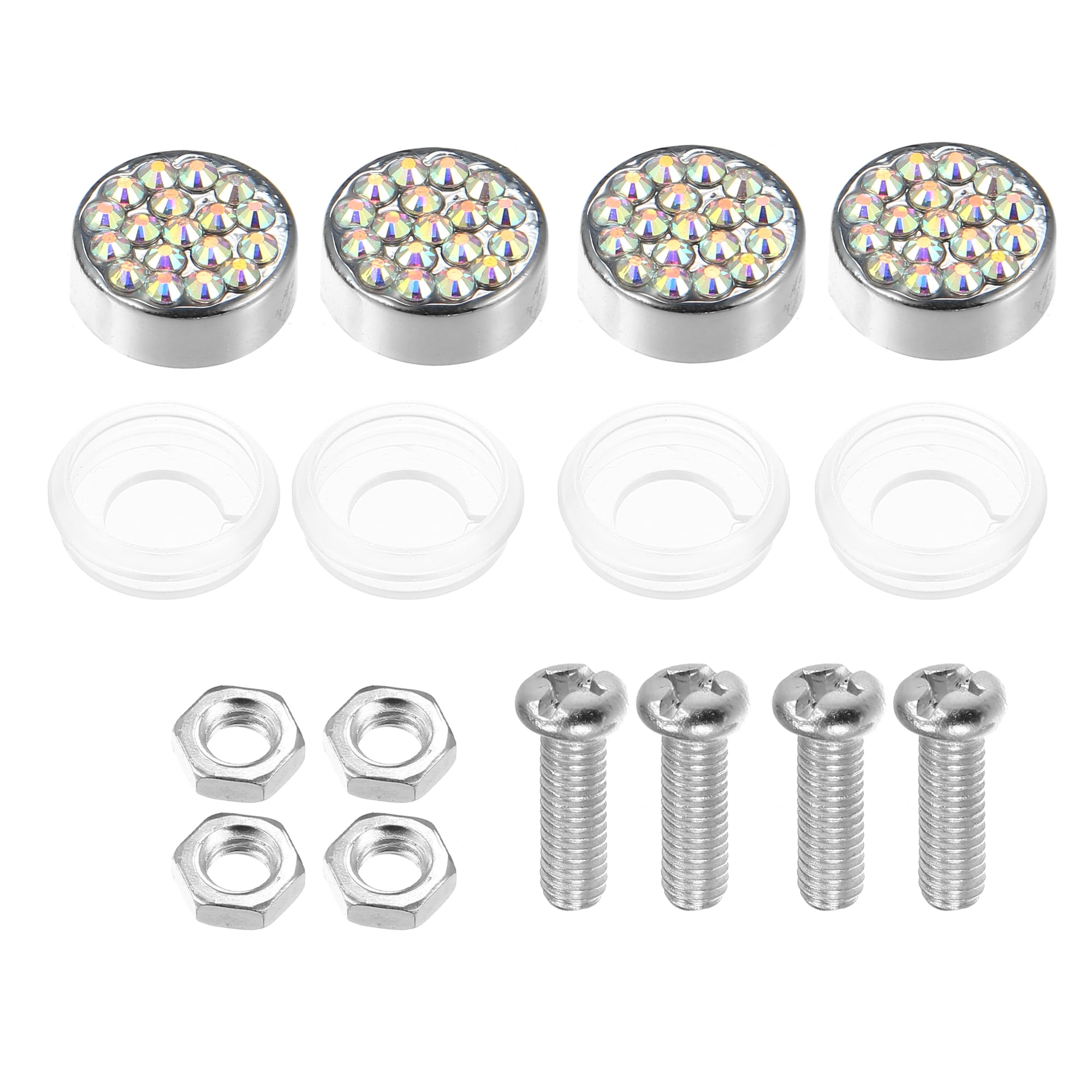 Unique Bargains 1 Set Bling Car License Plate Fasteners Screws Caps ...