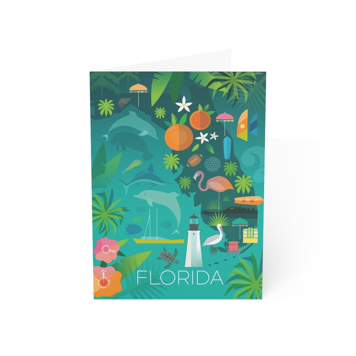 Florida Map Folded Matte Notecards + Envelopes (10pcs) - Walmart.com