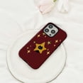 Burgundy Star Black Cat Tough Phone Case, Celestial Cute Cat Protective ...