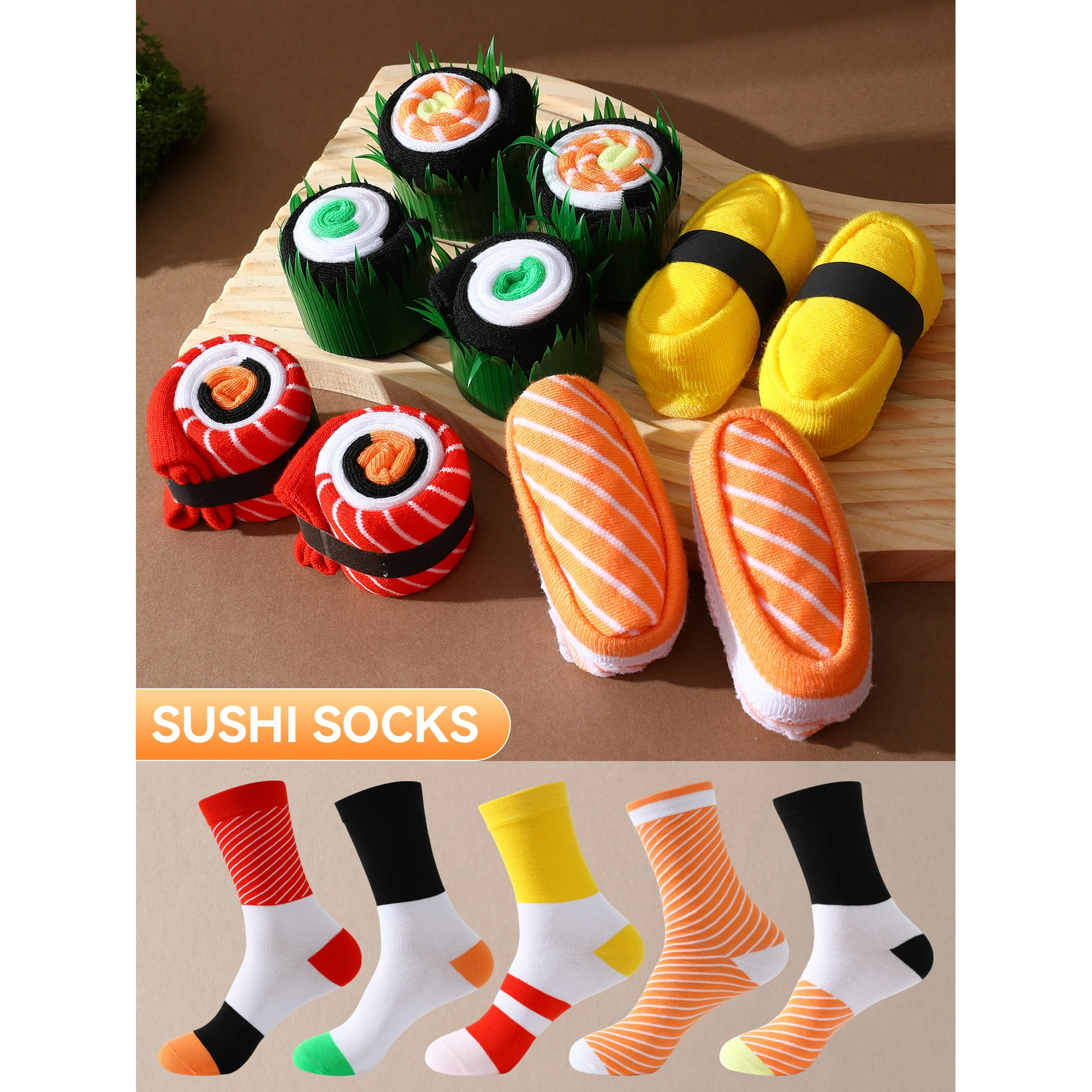 Click here for Unbranded Unisex Sushi Pattern Crew Socks - 5 Pair... prices