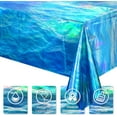 3 Pcs Iridescent Waves Tablecloths - Disposable Plastic Ocean Blue ...