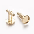 304 Stainless Steel Cufflinks Settings Flat Round Golden Tray: 12mm 26 ...