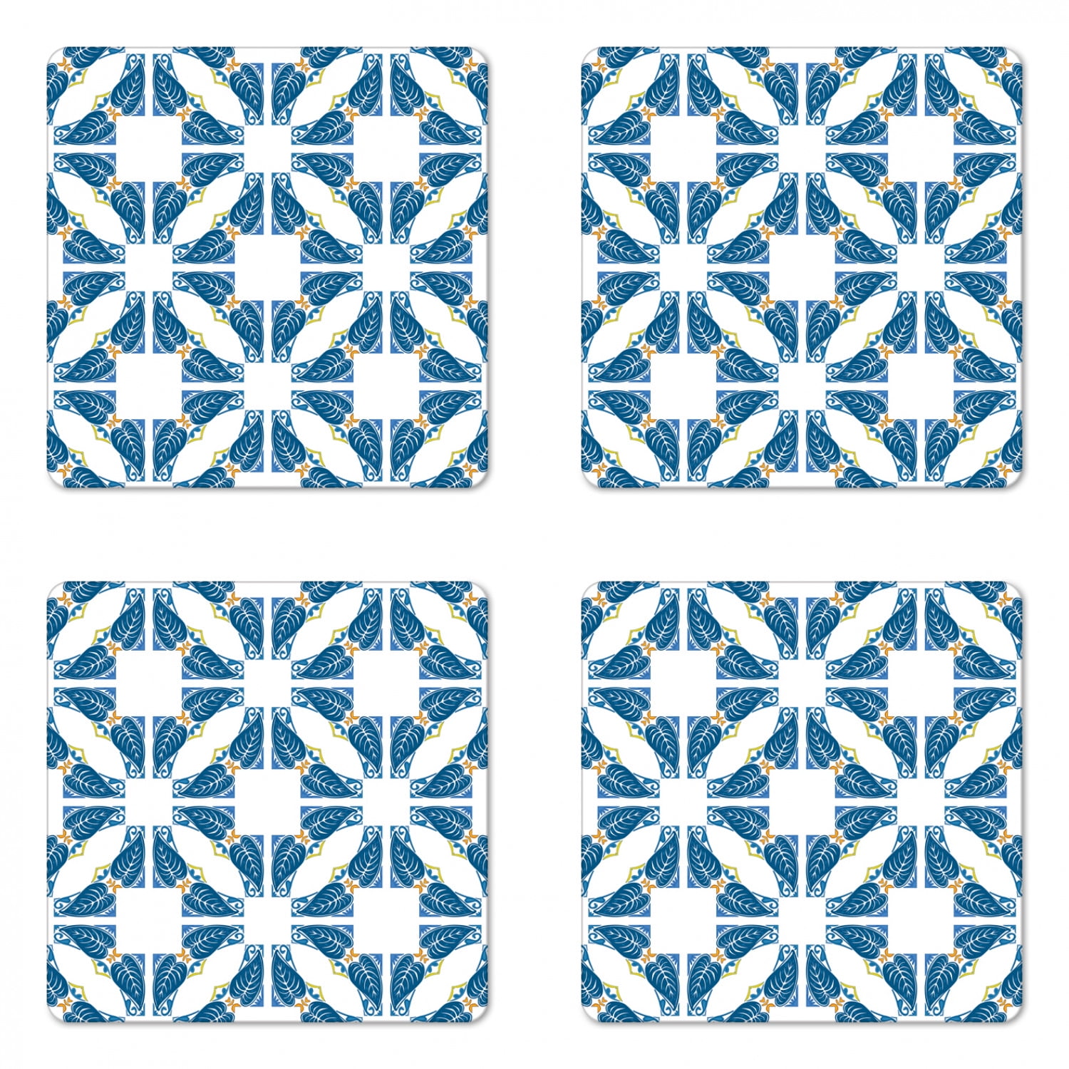 Blue and White Coaster Set of 4, Portuguese Pavement Design Azulejo ...