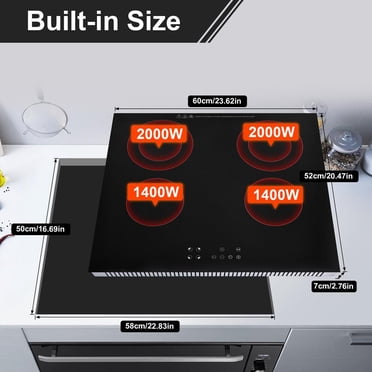 24 Electric Cooktop - 1800W 2 Burners Ceramic Glass Stove Top - Walmart.com