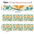 7 Piece Linen Table Runner and Placemats Set, Folk Art Birds On ...