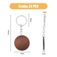 24Pcs 2 Colors Flat Round Wooden Keychain with Iron Findings Mixed ...