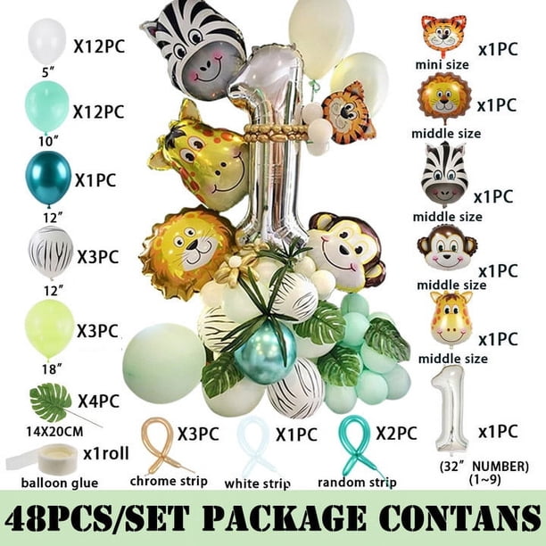 SHAR Numbers 1 - animal head balloon combo set animal theme kids ...