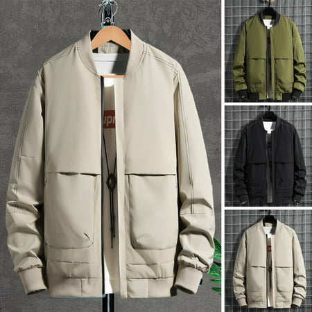 Sarkoyar Casual Jacket Zipper Stand Collar Long Sleeves Multiple ...