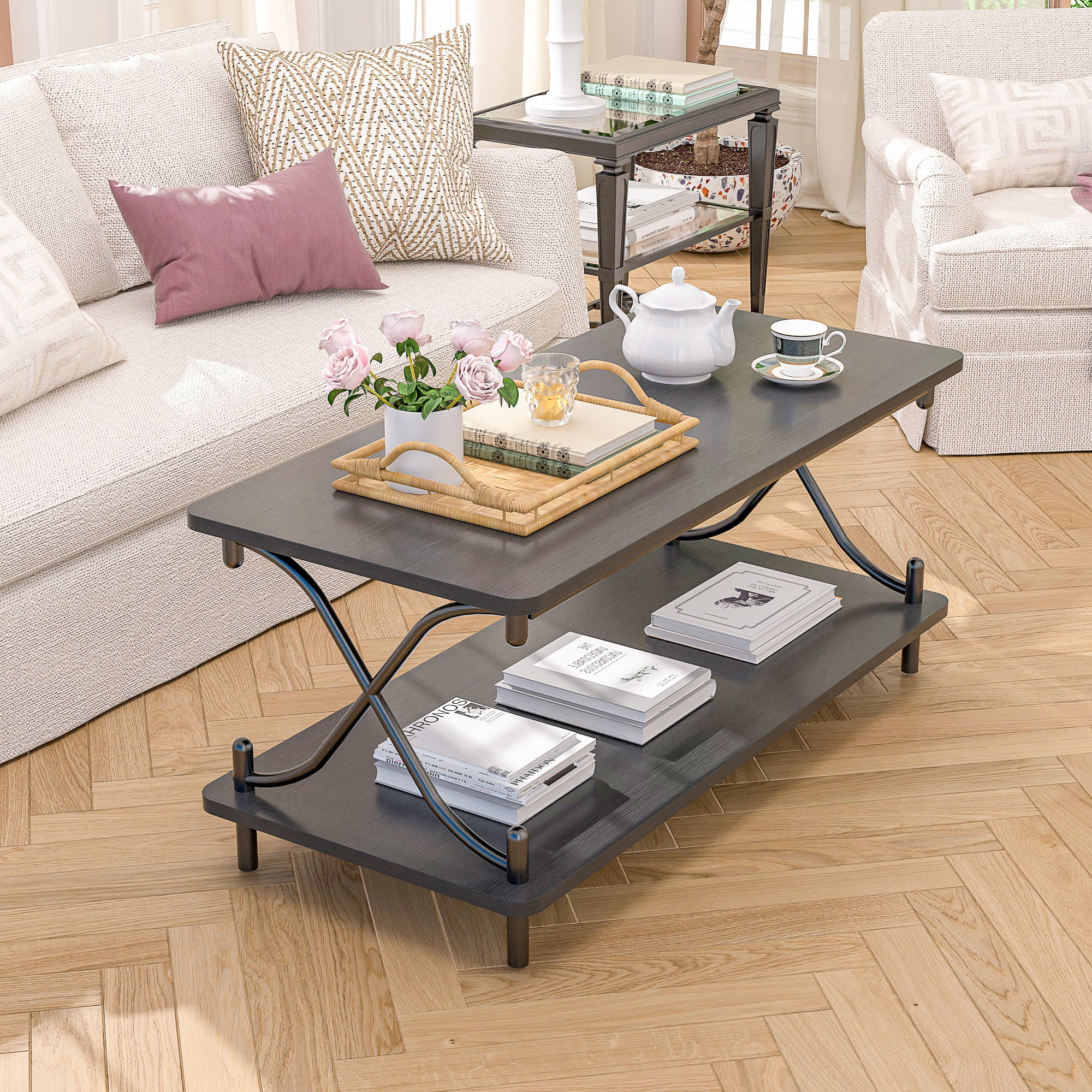 Click here for Vecelo Rectangle Coffee Table With Storage Shelf... prices