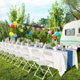 Bonnlo Folding Chairs Set of 6, White Plastic Chair Sturdy Seat with ...