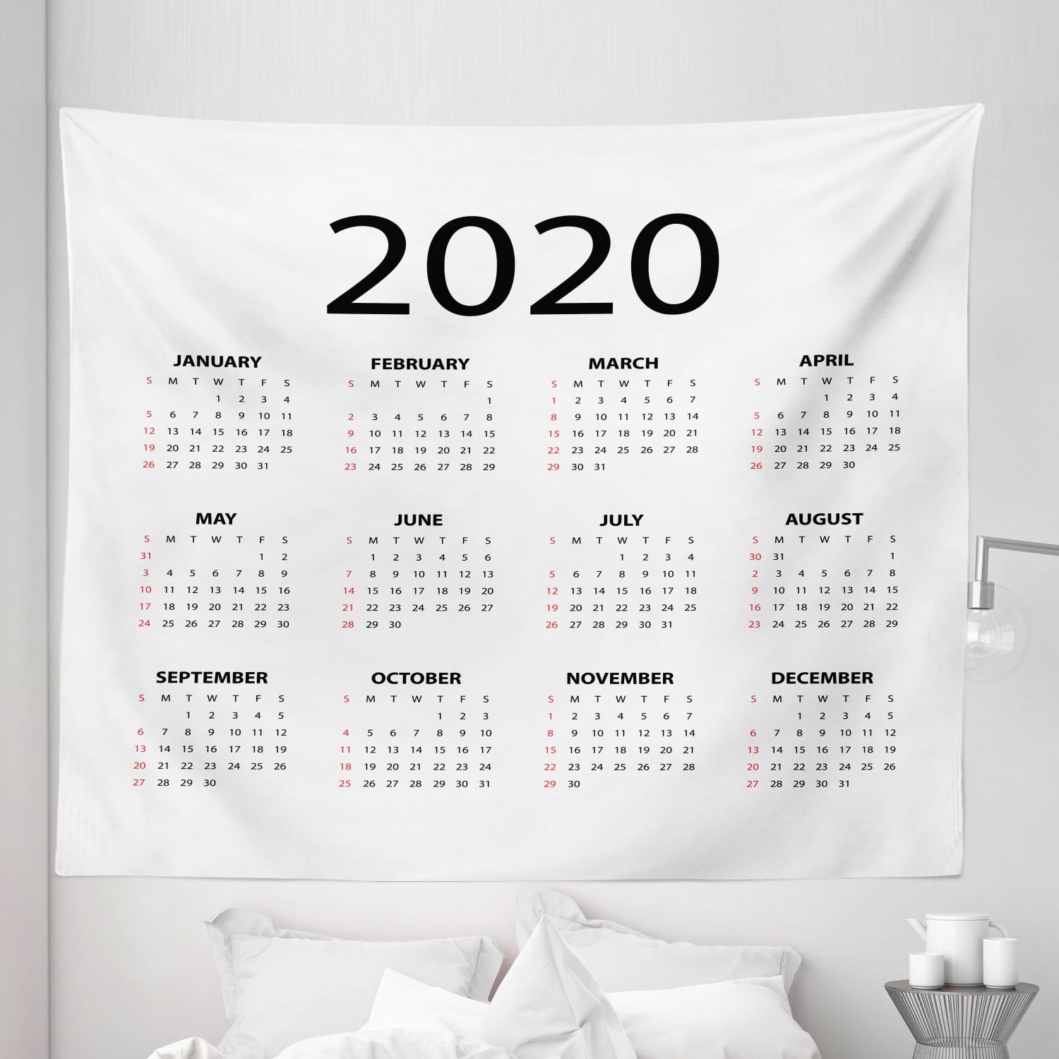 Calendar 2020 Tapestry, Simple and Contemporary Concept Year Plan ...