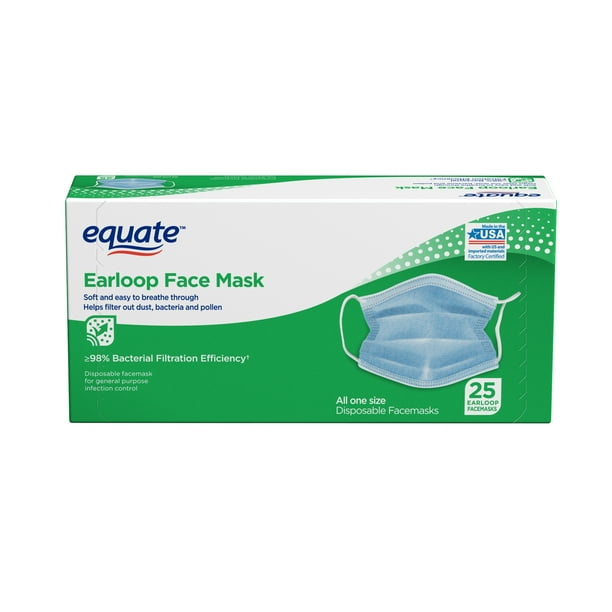 Equate Earloop Face Masks, 25 Count - Walmart.com - Walmart.com