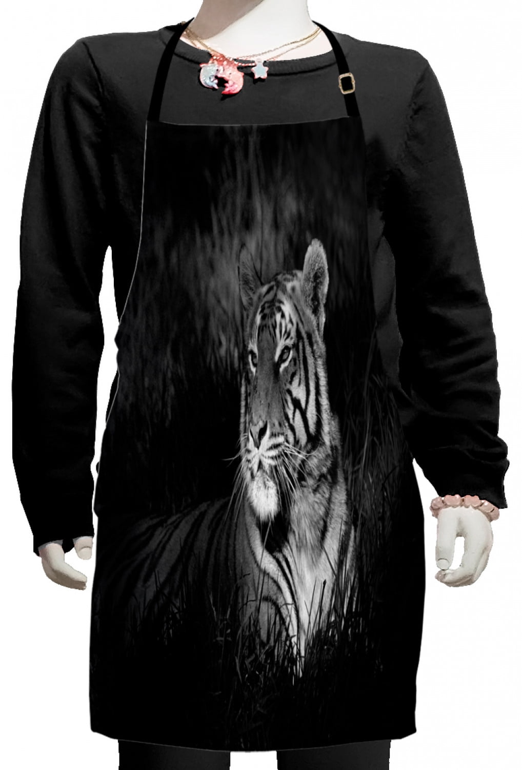 Black and White Kids Apron, Bengal Tiger Lying in the Grass Africa ...