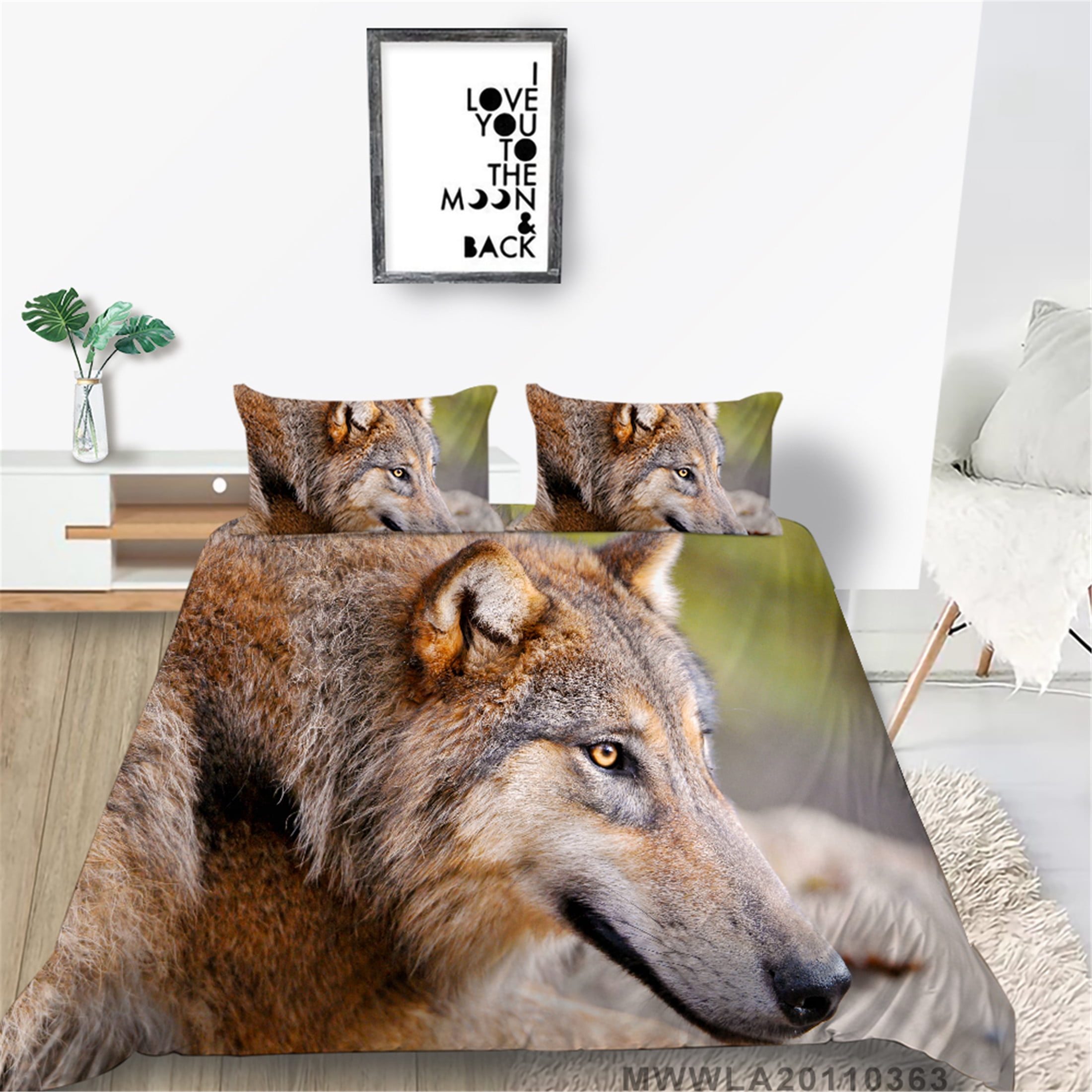 Home Decor Bedding Cover Set Vintage 3D Wolf Printed Home Textiles ...