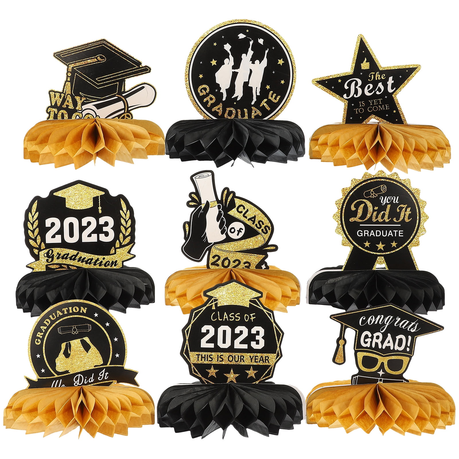 9pcs Graduation Party Decorations Graduation Season Honeycomb ...