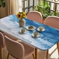 Abstract Waves Fitted Rectangle Tablecloth 24" x 50" Blue Ocean Spray ...