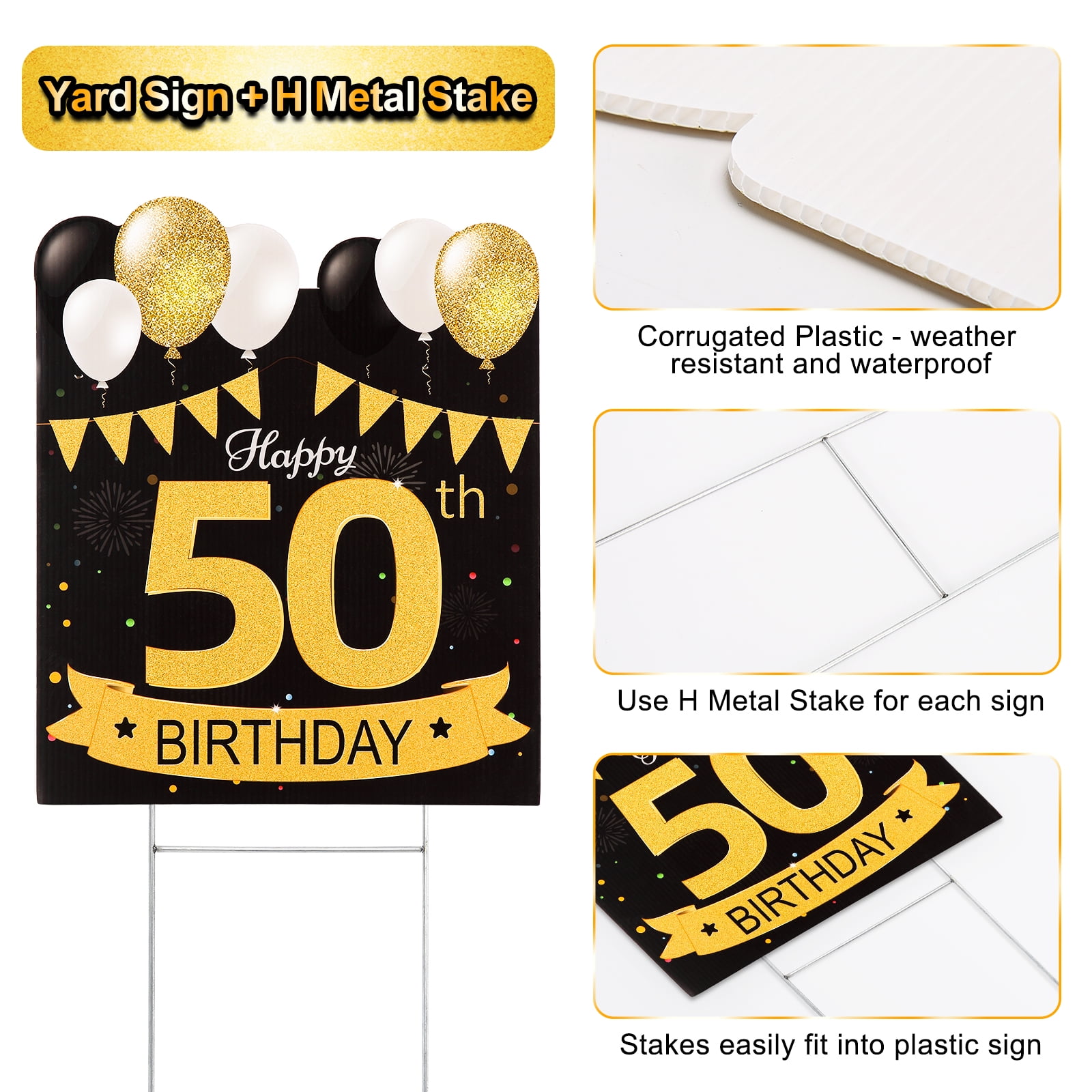 50th Happy Birthday Party Yard Signs, 50 Birthday Yard Sign Lawn Decor ...