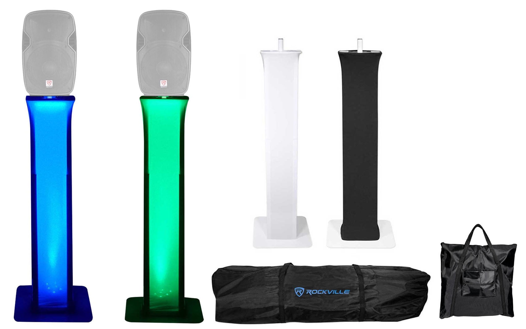 (2) Rockville RTP32W Totem Style DJ Speaker Stands w/Black+White ...