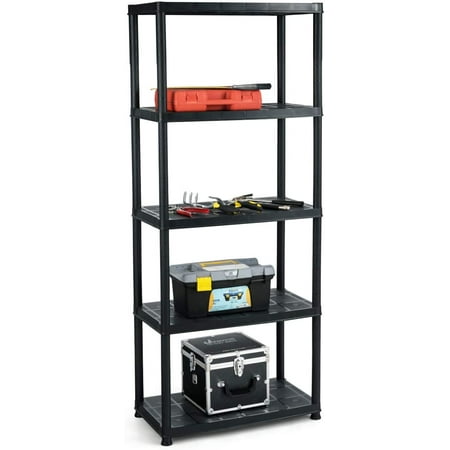 Giantex 5-Tier Storage Shelving Freestanding Heavy Duty Rack,Black ...