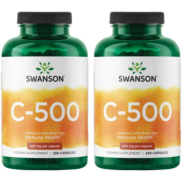 Swanson C-500 - Vitamin C with Rose Hips 500 mg 250 Caps 2 Pack ...