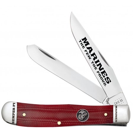 Case xx USMC Marines Trapper Knife Red G-10 Stainless 13197 Pocket ...