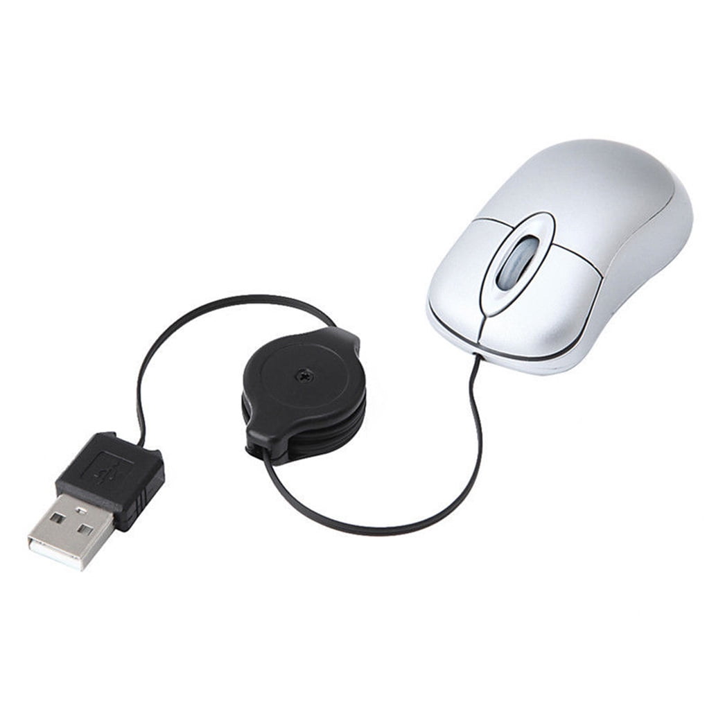 Lovely Mini Wired Mouse Retractable USB Cable Ergonomic Office Computer ...