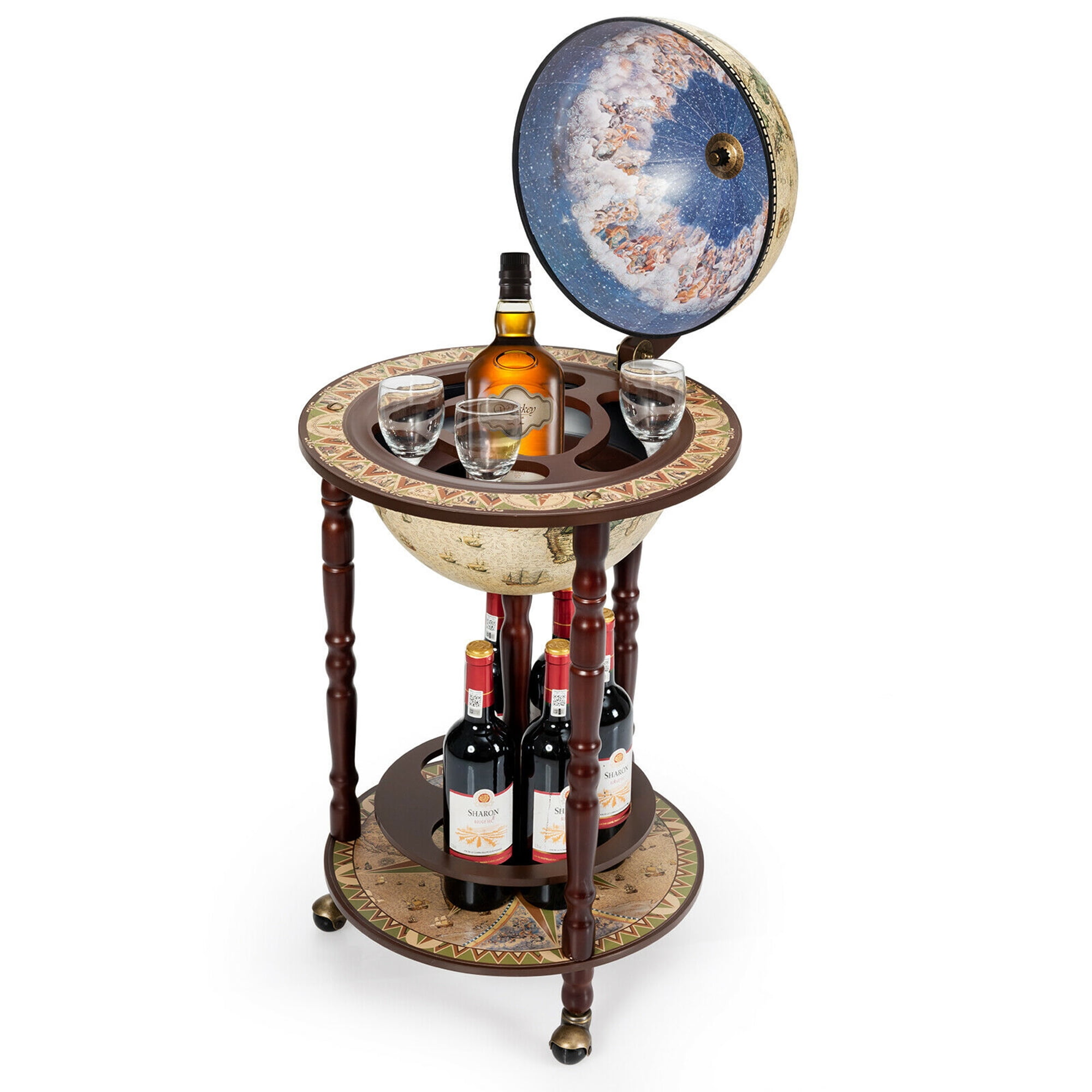 Click here for Gymax 17 Wood Globe Wine Bar Stand 16th Century It... prices