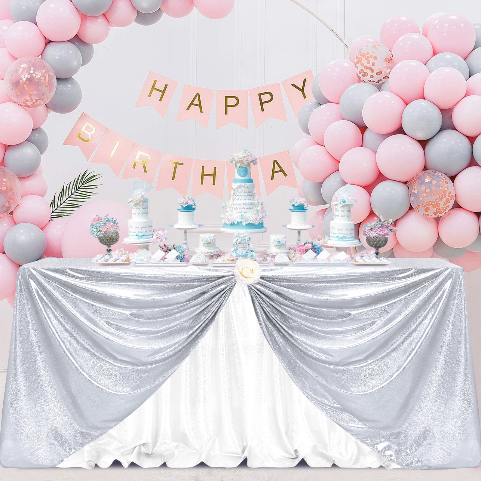 Sevenstars Sequin Tablecloth Sparkly Table Cloth Silver Rectangle Table ...