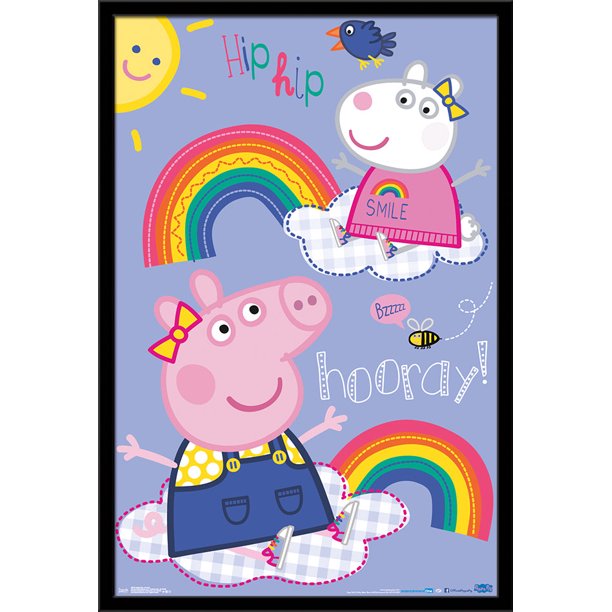 Peppa Pig - Hooray Wall Poster, 22.375" x 34", Framed - Walmart.com